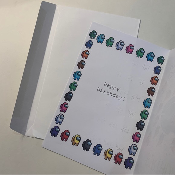 Hand Crafted | Party Supplies | Among Us Birthday Card 5 Cards Imposter ...